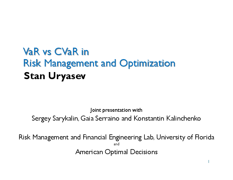 (PDF) Var and CVAR