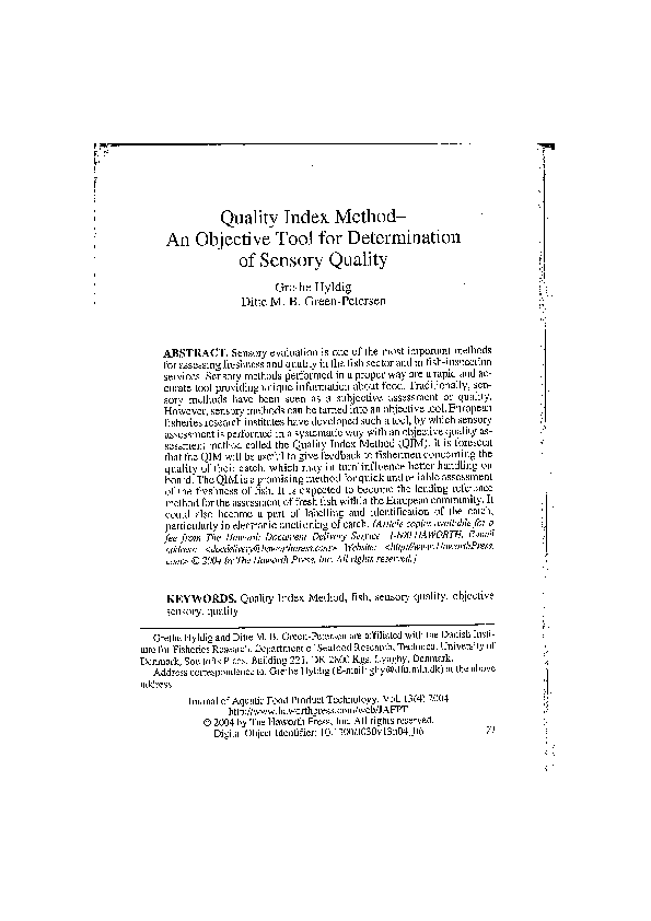 (PDF) Quality Index Method—An Objective Tool for Determination of ...
