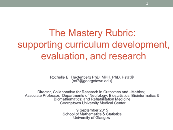 (PPT) The Mastery Rubric: supporting curriculum development, evaluation ...