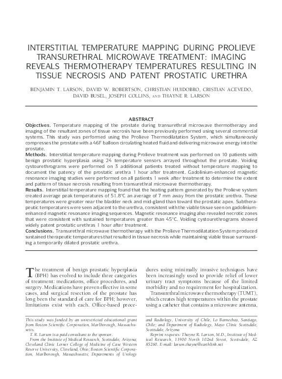 (PDF) Interstitial temperature mapping during Prolieve transurethral ...