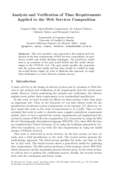 (PDF) Analysis and Verification of Time Requirements Applied to the Web Services Composition