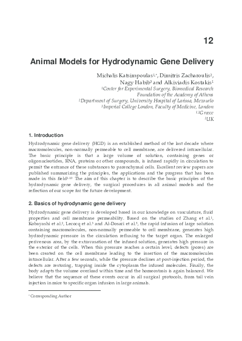 (PDF) Animal Models for Hydrodynamic Gene Delivery