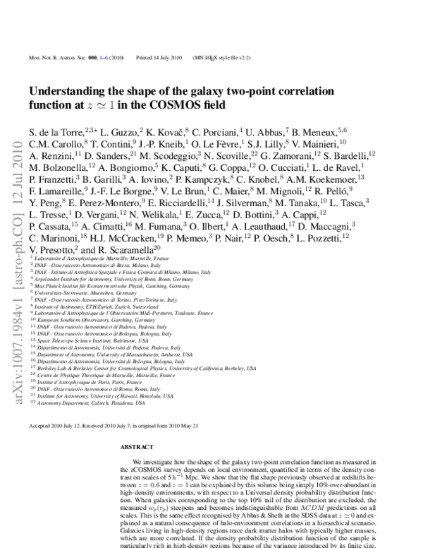 (PDF) Understanding the shape of the galaxy two-point correlation ...