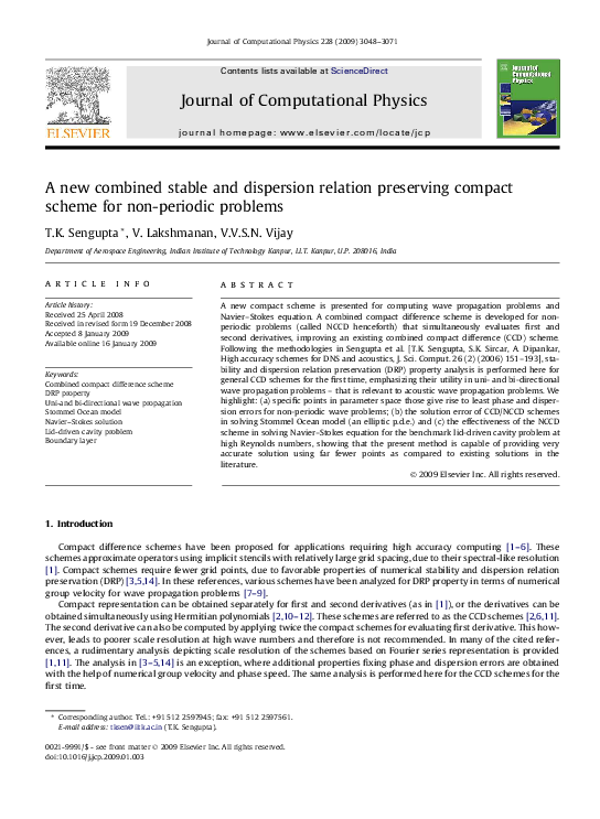 (PDF) A new combined stable and dispersion relation preserving compact scheme for non-periodic ...