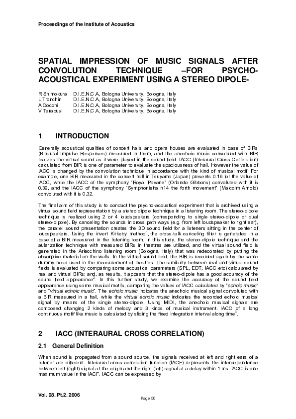 (PDF) SPATIAL IMPRESSION OF MUSIC SIGNALS AFTER CONVOLUTION TECHNIQUE ...
