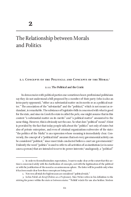 (PDF) "The Relationship Between Morals and Politics: Concepts of the ...