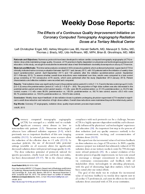 (PDF) Weekly dose reports: The effects of a continuous quality ...