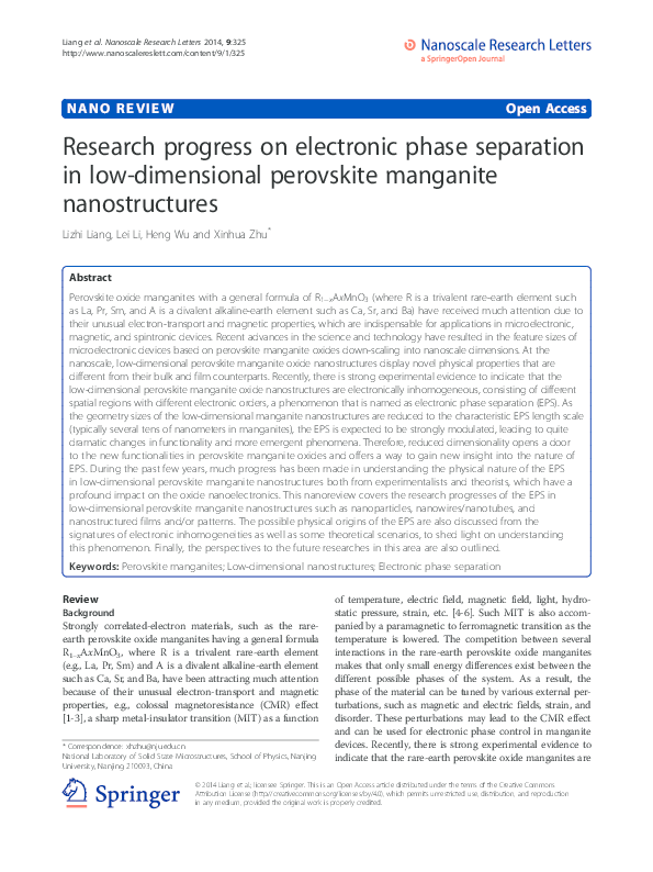 (PDF) Research progress on electronic phase separation in low ...