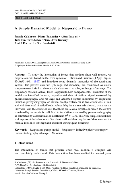 (PDF) A Simple Dynamic Model of Respiratory Pump
