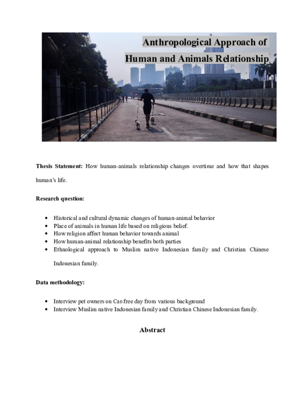 (DOC) Anthropological Approaches to Human and Animals Relationship