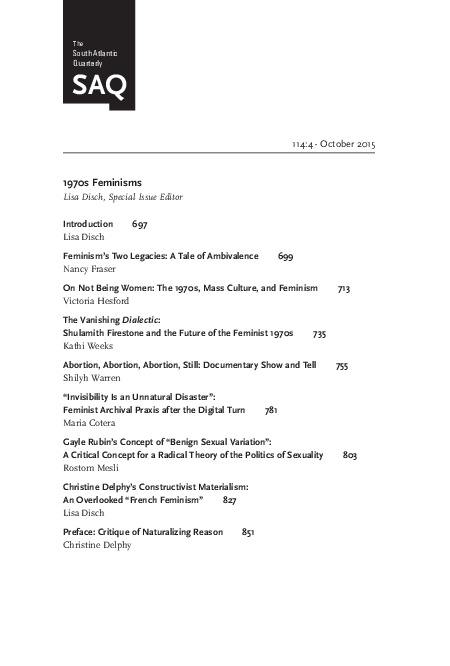 (PDF) South Atlantic Quarterly "1970s Feminisms" Special Issue, ed ...