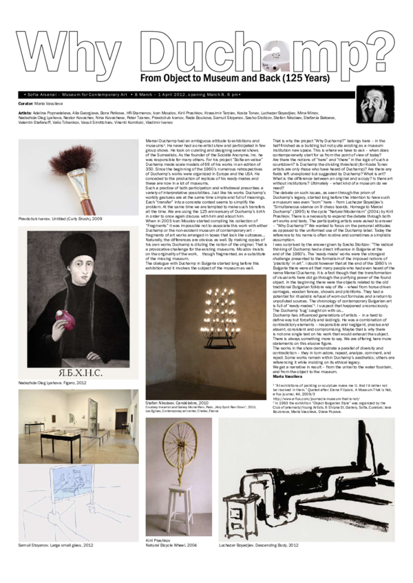 (PDF) WHY DUCHAMP? From object to museum and back (125 years), 2012