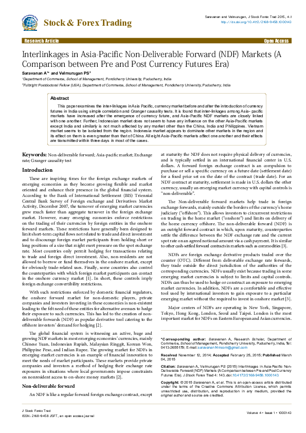 (PDF) Interlinkages in Asia-Pacific Non-Deliverable Forward (NDF ...