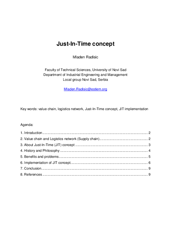 (PDF) Just In Time concept
