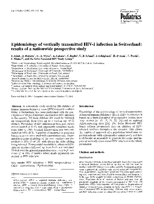 (PDF) Epidemiology of vertically transmitted HIV-1 infection in ...