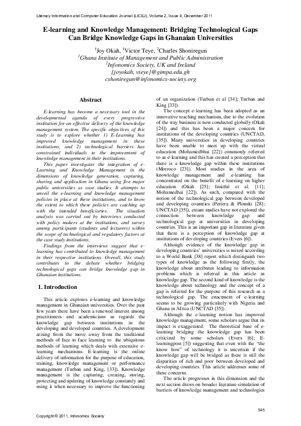 (PDF) E-learning and Knowledge Management: Bridging Technological Gaps ...