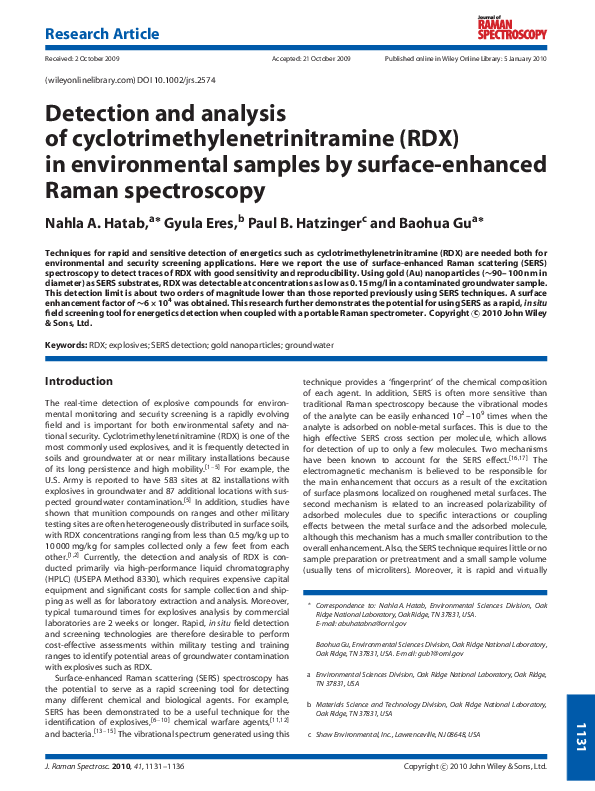 (PDF) Detection and analysis of cyclotrimethylenetrinitramine (RDX) in ...