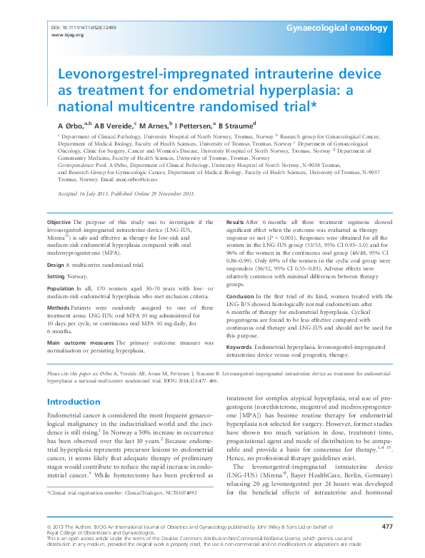 (PDF) Levonorgestrel-impregnated intrauterine device as treatment for ...