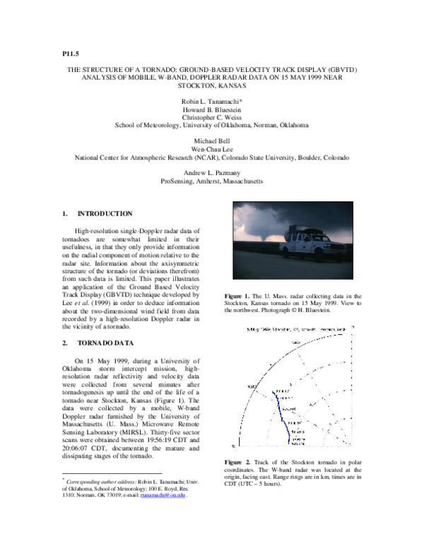 (PDF) THE STRUCTURE OF A TORNADO: GROUND-BASED VELOCITY TRACK DISPLAY ...
