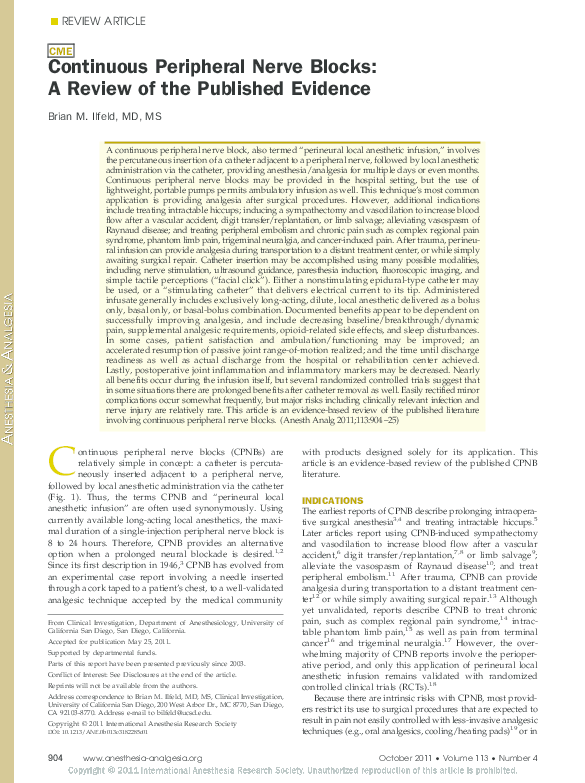(PDF) Continuous Peripheral Nerve Blocks