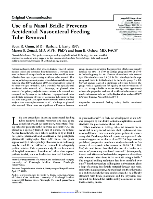 (PDF) Use of a Nasal Bridle Prevents Accidental Nasoenteral Feeding ...