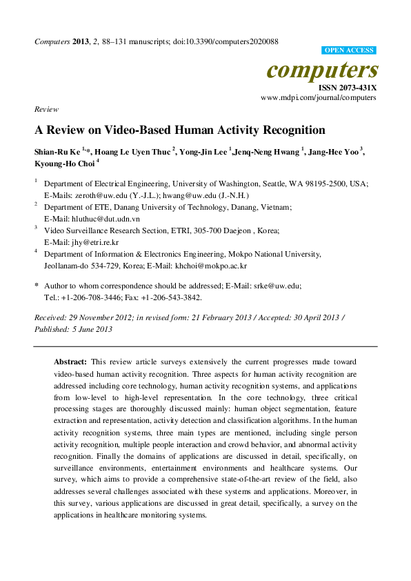 (PDF) A Review on Video-Based Human Activity Recognition