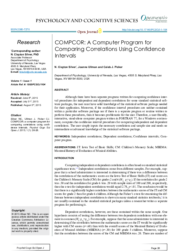 (PDF) COMPCOR: a computer program for comparing correlations using confi-dence intervals