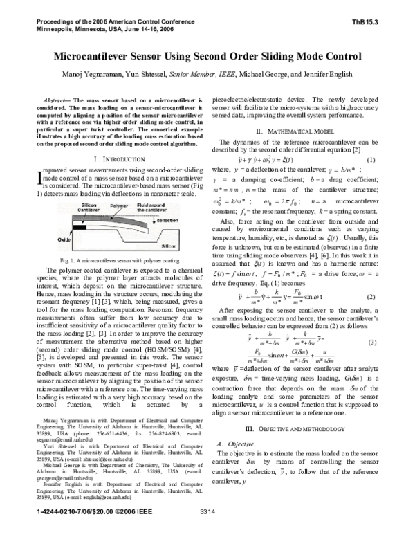 (PDF) Microcantilever sensor using second order sliding mode control
