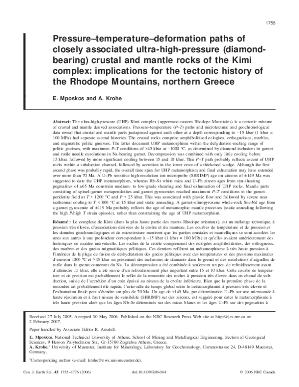 (PDF) Pressure–temperature–deformation paths of closely associated ...