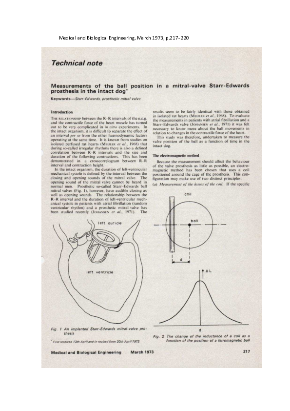 (PDF) Measurements of the ball position in a mitral-valve Starr-Edwards ...
