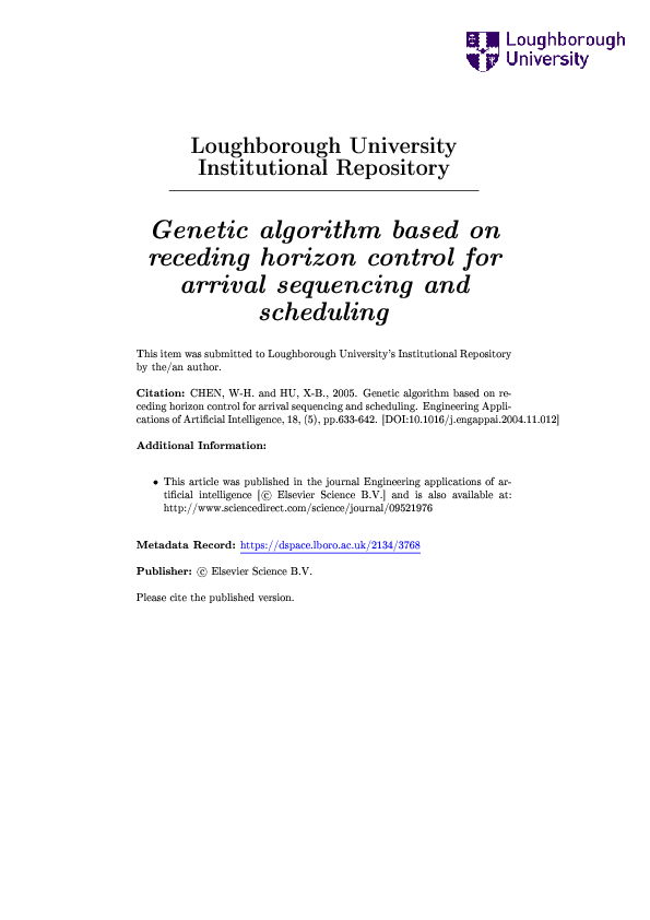 Pdf Genetic Algorithm Based On Receding Horizon Control For Arrival Sequencing And Scheduling 1377