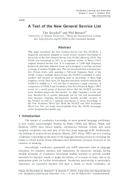 (PDF) A Test of the New General Service List