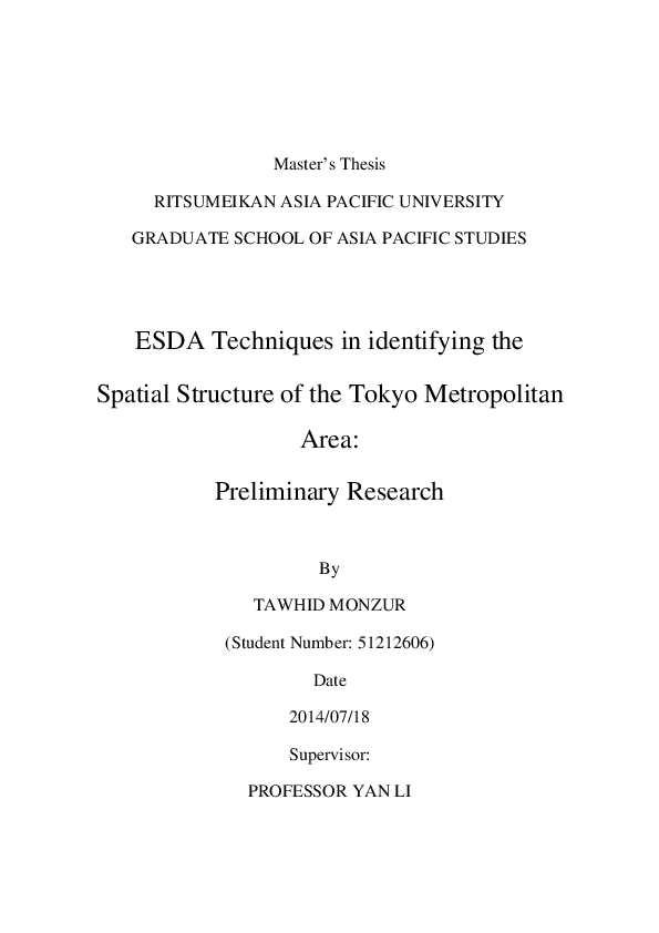 (PDF) ESDA Techniques in identifying the Spatial Structure of the Tokyo ...