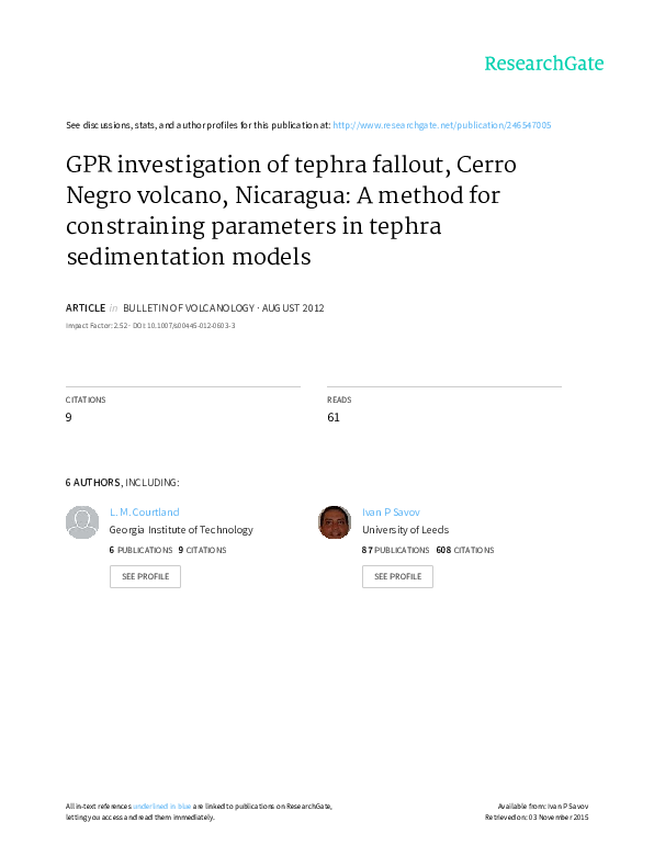 (PDF) investigation of tephra fallout, Cerro Negro volcano, Nicaragua ...
