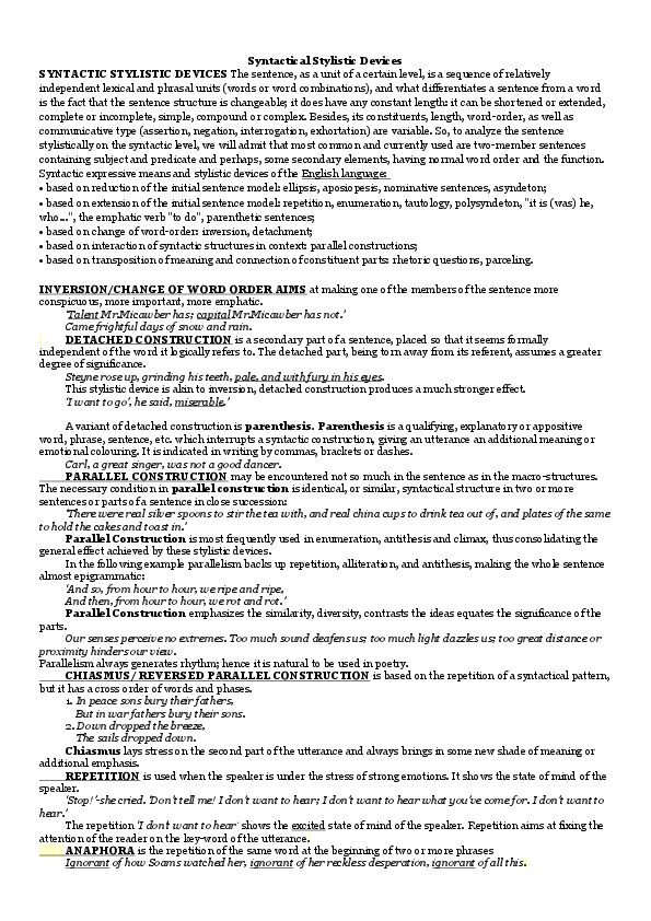 (DOC) Syntactical Stylistic Devices