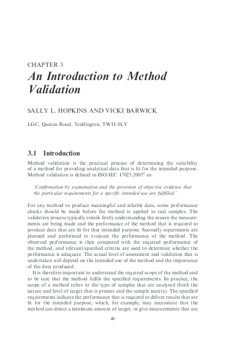 (PDF) An Introduction to Method validation