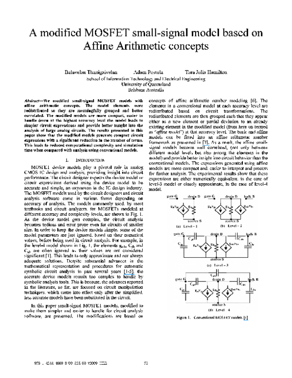 (PDF) A modified MOSFET small-signal model based on affine arithmetic concepts