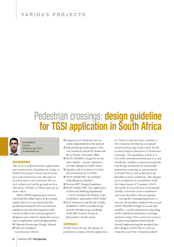 (PDF) Pedestrian Crossings: Design Guideline for TGSI application in ...