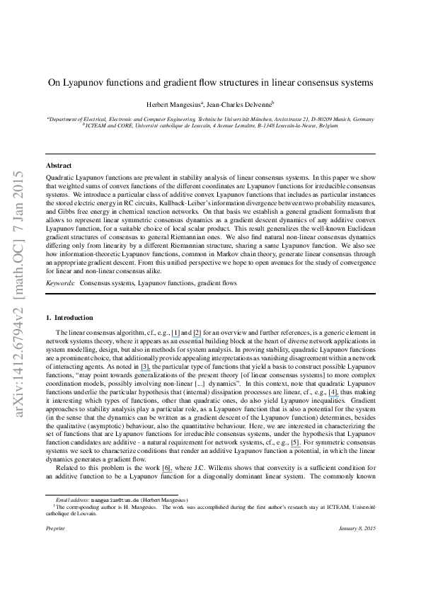 Pdf On Lyapunov Functions And Gradient Flow Structures In Linear