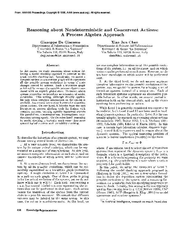 (PDF) Reasoning about Nondeterministic and Concurrent Actions: A Process Algebra Approach