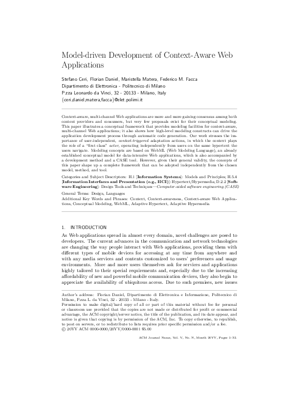 Pdf Model Driven Development Of Context Aware Web Applications
