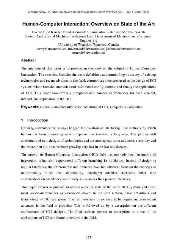 (PDF) Human-Computer Interaction: An Overview