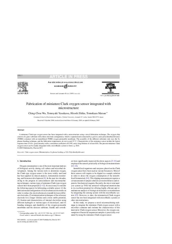 (PDF) Fabrication of miniature Clark oxygen sensor integrated with ...