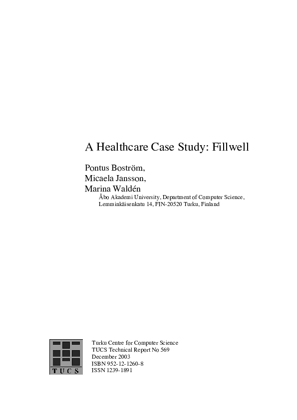(PDF) A Healthcare Case Study: Fillwell