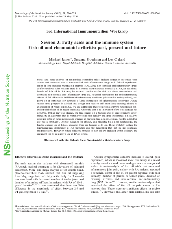 (PDF) Fish oil and rheumatoid arthritis: past, present and future