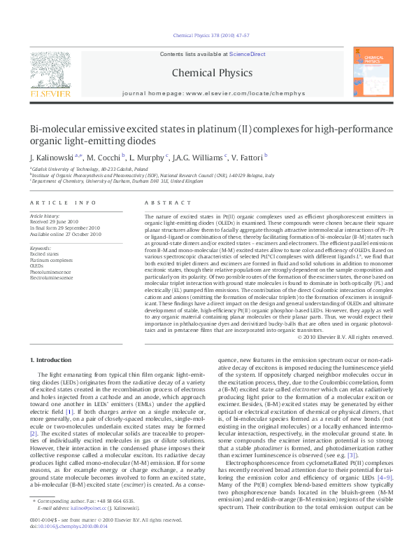 (PDF) Bi-molecular emissive excited states in platinum (II) complexes ...