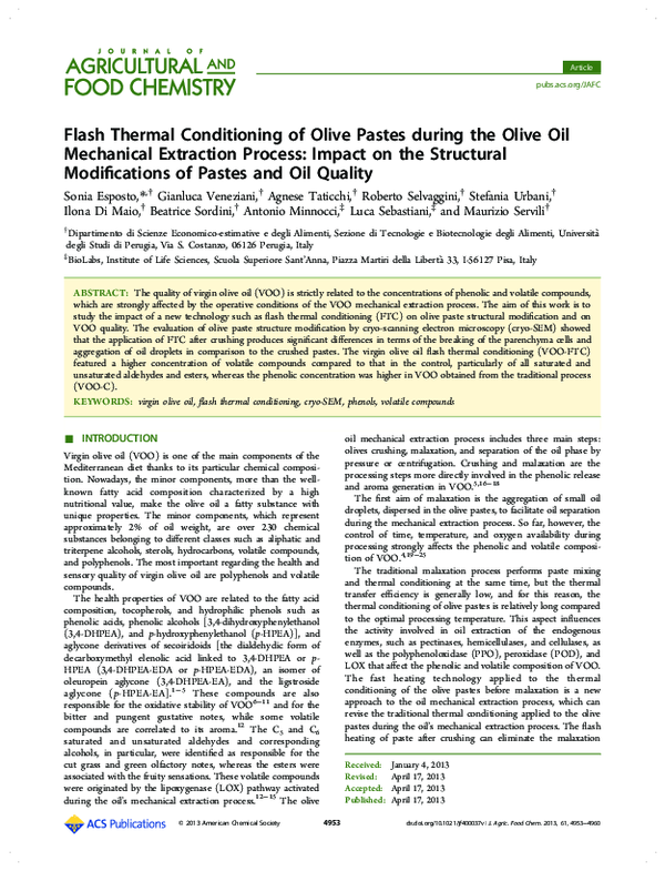 (PDF) Flash Thermal Conditioning of Olive Pastes during the Olive Oil ...