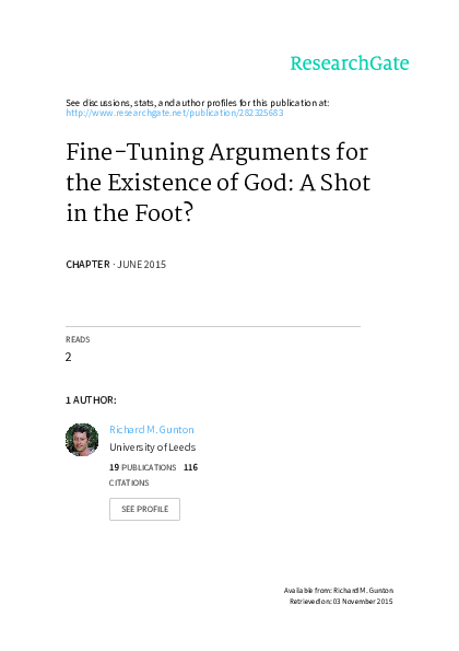 (PDF) Fine-tuning arguments for the existence of God: a shot in the foot?
