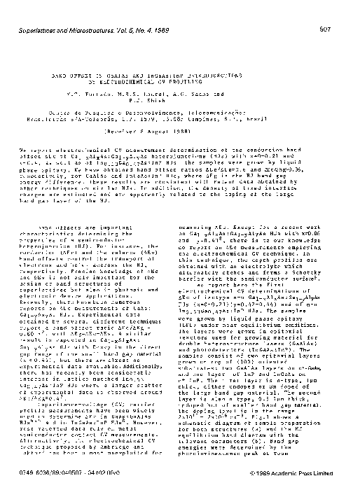 (PDF) Band offset in GaAlAs and InGaAs: InP heterojunctions by ...