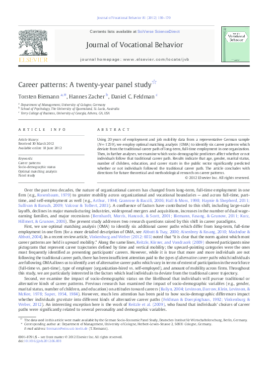(PDF) Career patterns: A twenty-year panel study